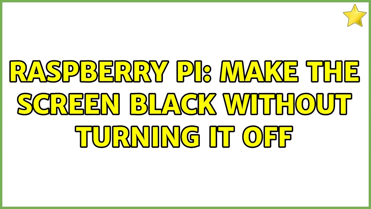 Raspberry Pi: make the screen black without turning it off - YouTube