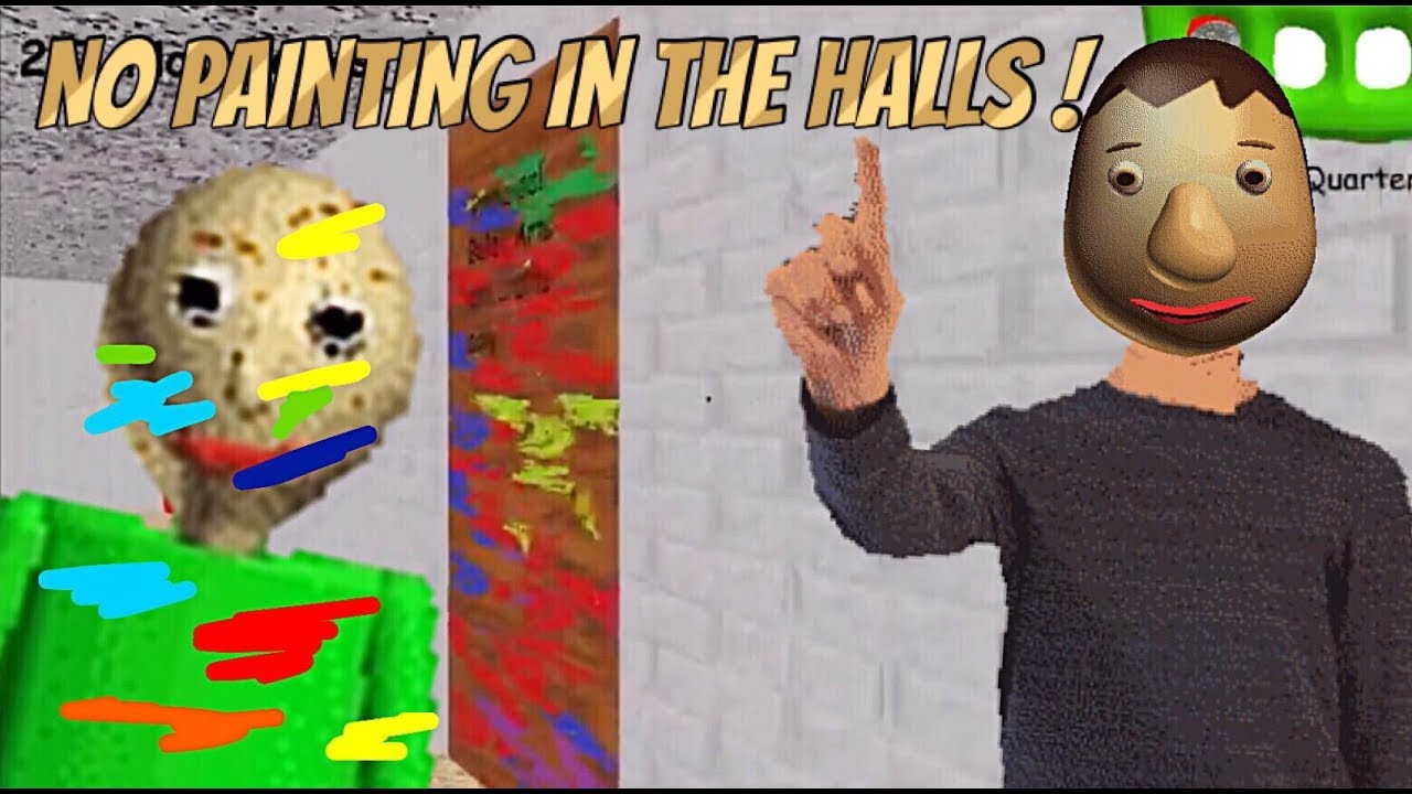 NO PAINTING IN THE HALLS!! | Baldi's Basics Mod: Baldi's Crazy Textured ...
