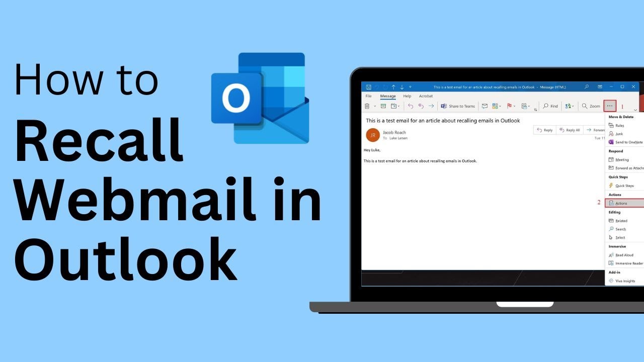 How To Recall Mail In Outlook Webmail ! - YouTube