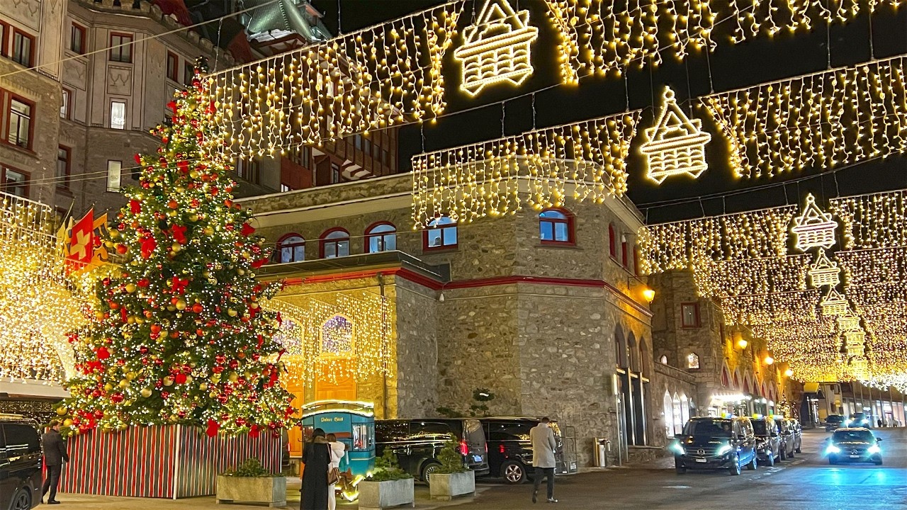 St. Moritz Christmas Lights Walk December 2025 🤩 🎄 4K winter snow ...