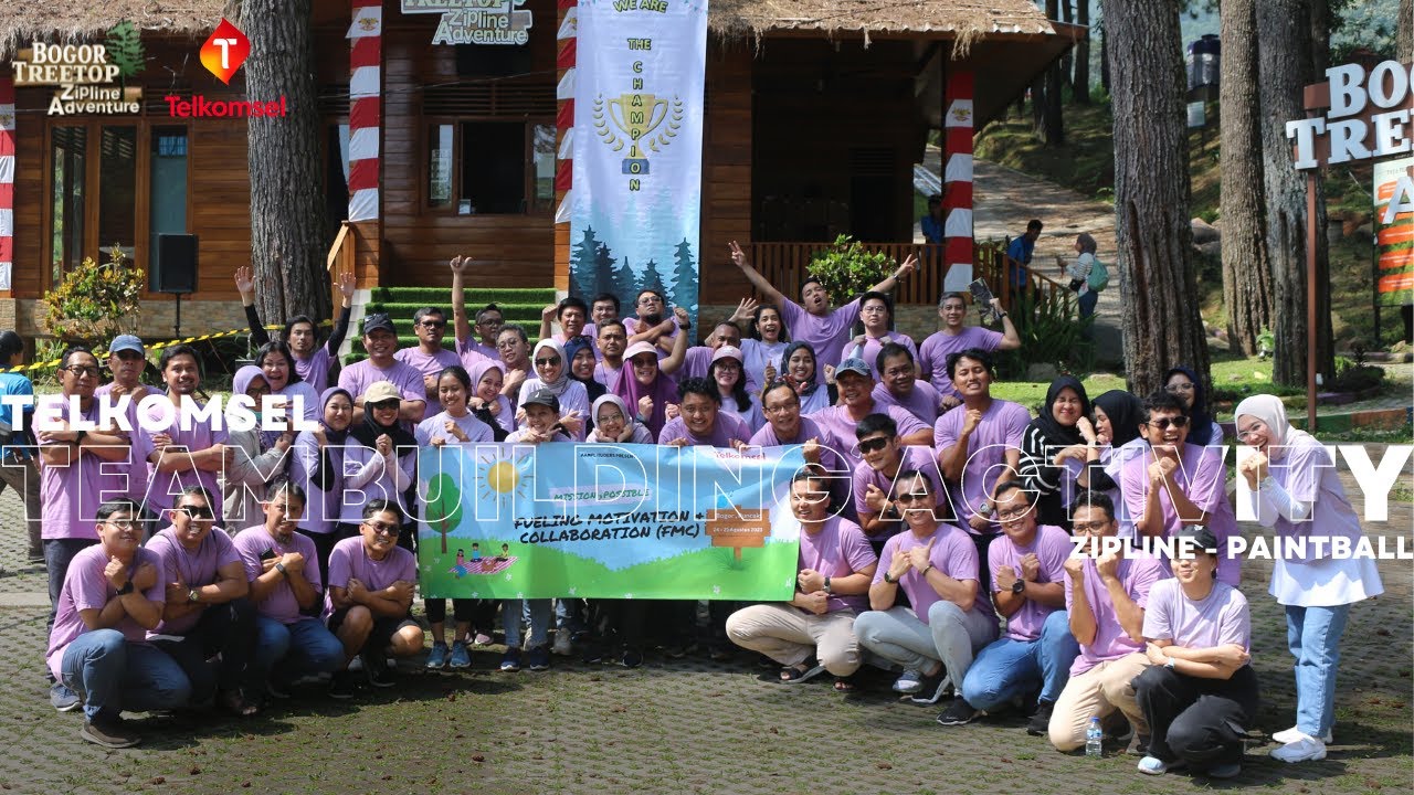 Bogor Treetop Zipline | Telkomsel Finance - Team Building Zipline ...