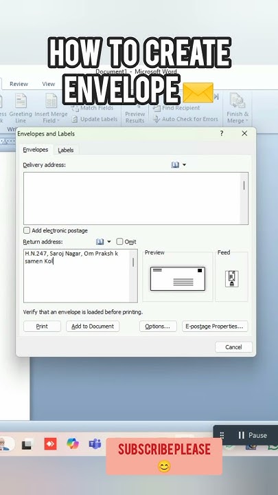 How to create envelop in M.S.Word #computereducation #computer #computerzone #microsoft #short ...