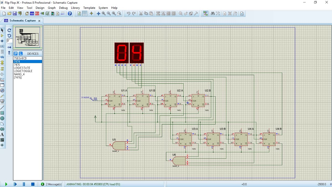 Circuito contador utilizando flip flop ligação tipo T - YouTube