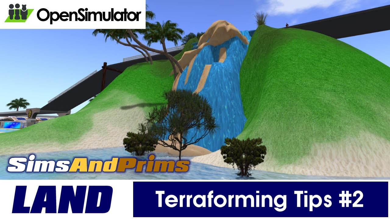 Terraforming a mountain to meet a high road and waterfall | Open Simulator - YouTube