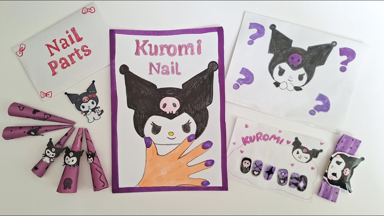 🥳Paper diy🥳kuromi nail | Sanrio nails Blind bag /Asmr opening/ paper ...