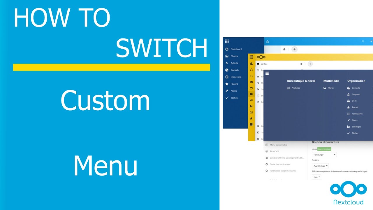 How to Switch to Custom Menu in Nextcloud - YouTube