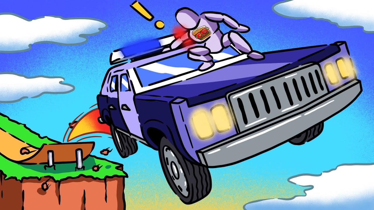 IMPOSSIBLE JUMPING a Train Challenge with a POLICE CAR (Turbo Dismount ...