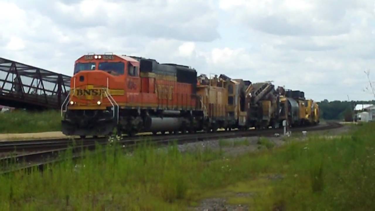 BNSF 8245 pulls Track Grinders - YouTube