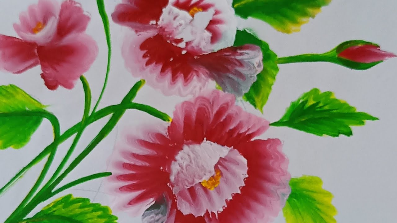 How to make one stroke flower ll One stroke flower painting tutorial ...