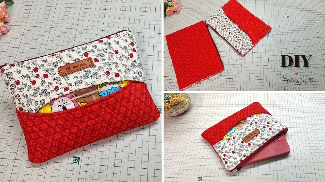 DIY Your Own Tissue Pouch bag/ Make a Simple Zipper Pouch/ Sewing ...