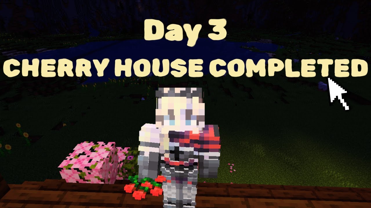 Day 3 : Cherry house minecraft completed (valentine's edition) - YouTube