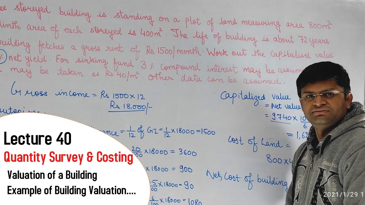 Valuation of a Building || Building Valuation Example ||Lecture 40 ...