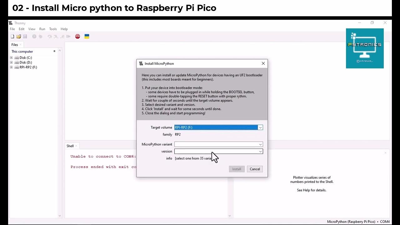 02 install Micro python (Raspberry Pi Pico & micro python) تجهيز راسبري باي بيكو لمايكروبايثون ...