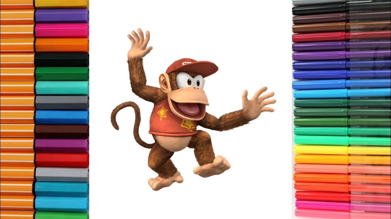 How to draw Diddy Kong from Mario Bros - YouTube