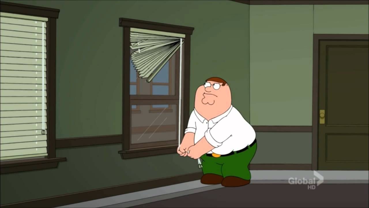 Family Guy - Peter attempts to open the blinds - YouTube