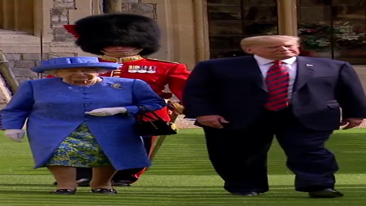 Wide Trump walks in front of Queen - YouTube