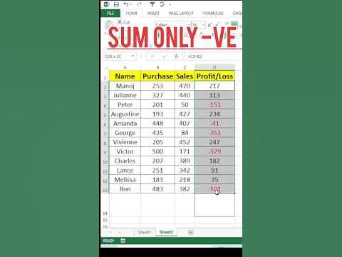 How to Sum Only Negative Numbers in Excel - Easy Tutorial #excel #excelsolutions - YouTube