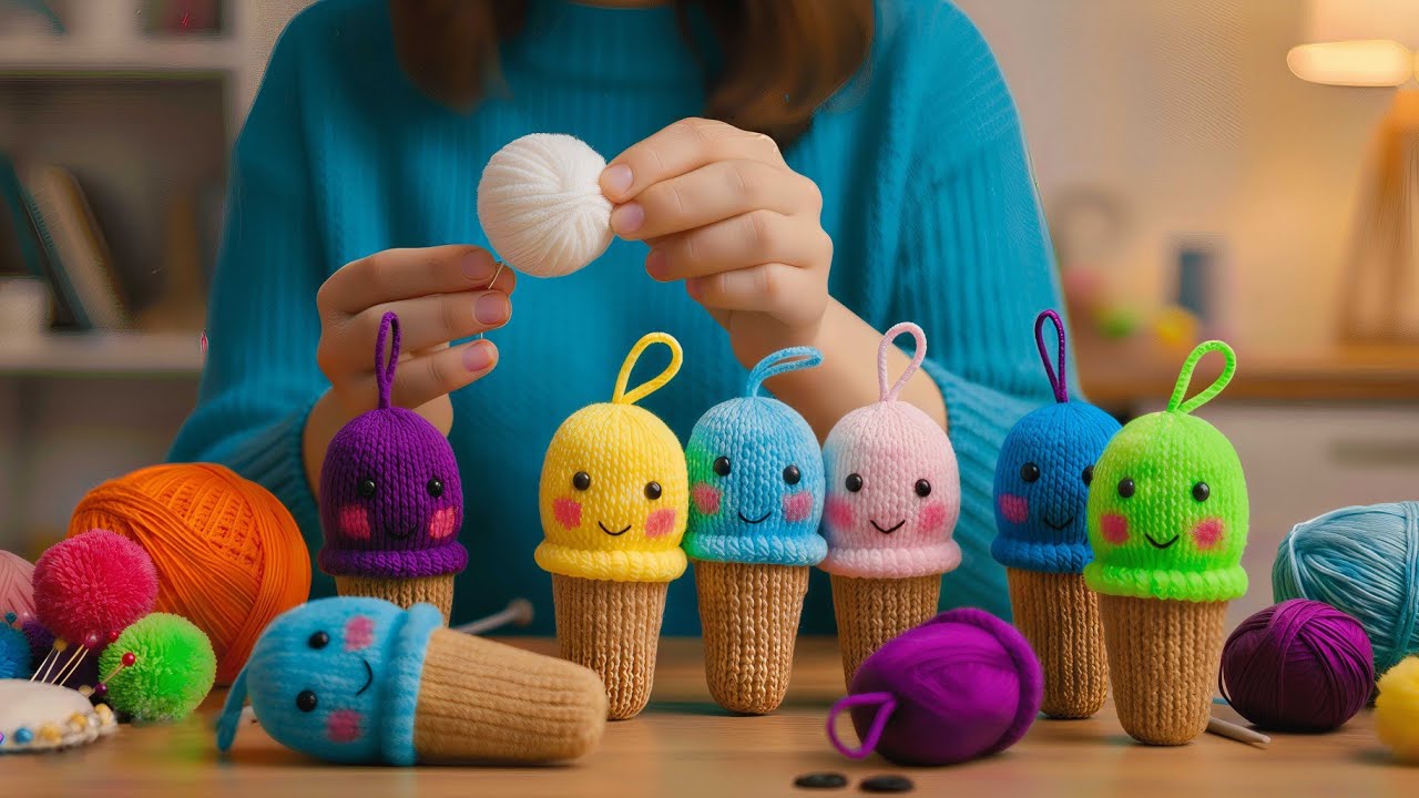 Super Easy 🌈 DIY Ice cream Keychain from Hair Ties 🍦 - YouTube