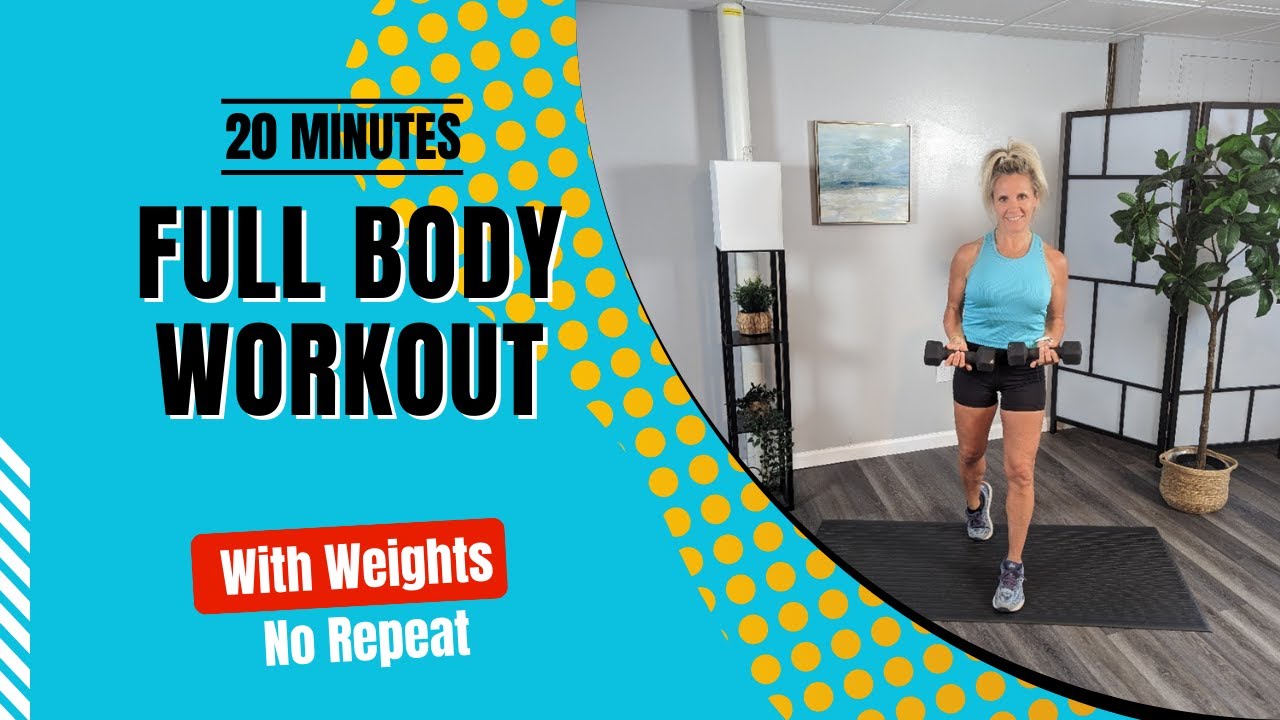 20 Minute HIIT -with Weights - No Repeat at home workouts - #29 - YouTube