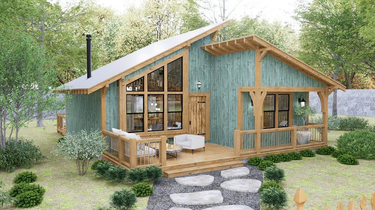 Cabin With Loft Blueprints 30'x30' (9x9m) Amazing Small House With