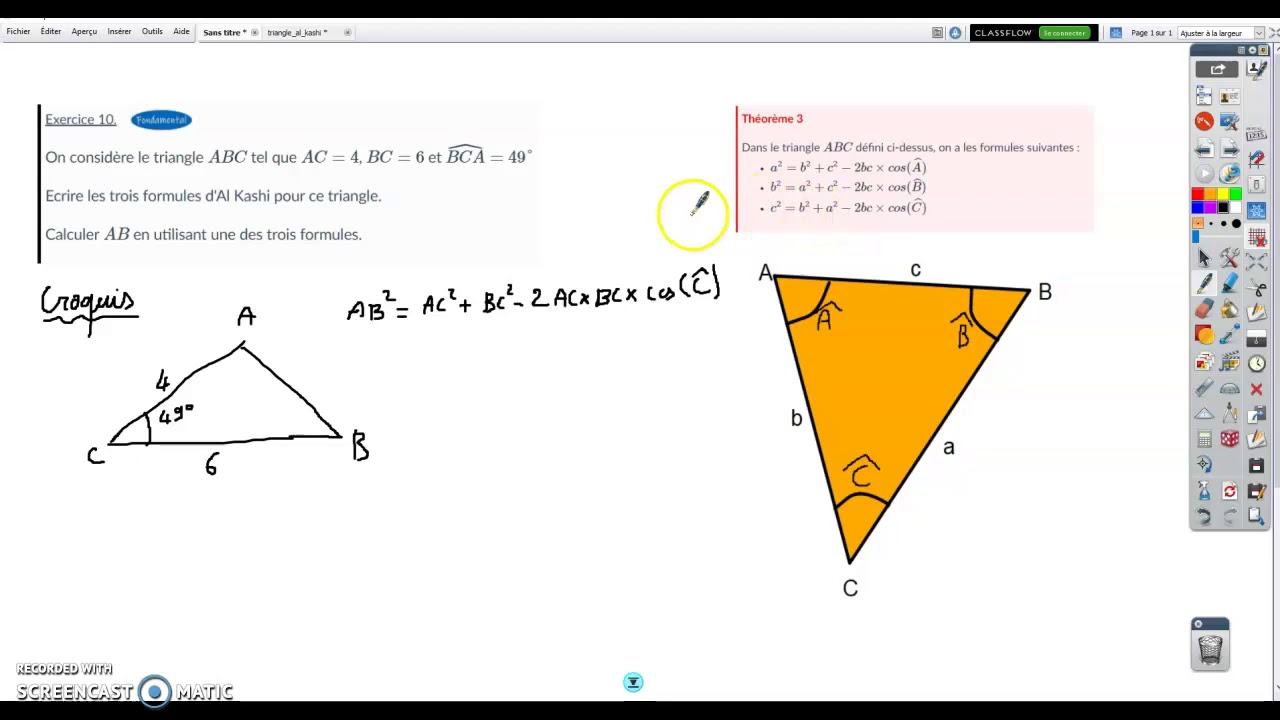 PCM, première STI2D, maths, formule d'Al Kashi - YouTube