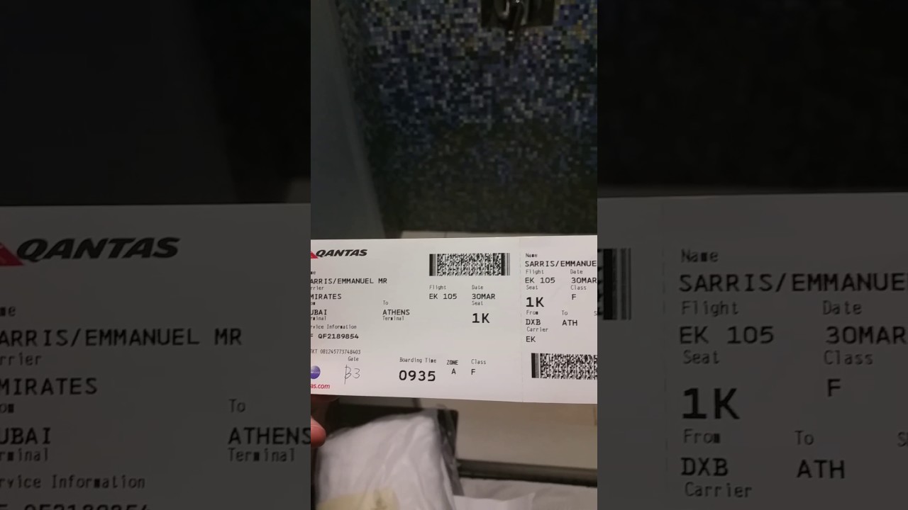 Boarding Pass Dubai Athens Emirates First Class - YouTube