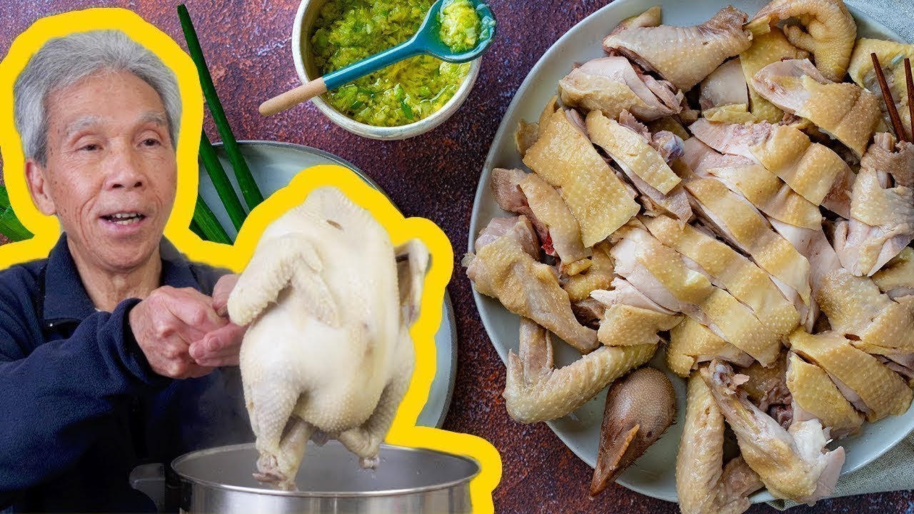 🐓 Dad's White Cut Chicken (白切鸡) & Ginger Scallion Sauce (姜葱酱)! - YouTube