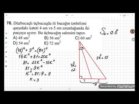 Fiqurların Sahəsi.Üçbucağın Sahəsi.(II hissə #riyaziyyat test toplusu)