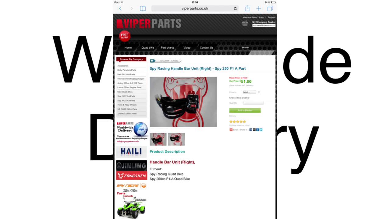 Spy Racing Handle Bar switch (Right) - Spy 250 F1 A Part - YouTube