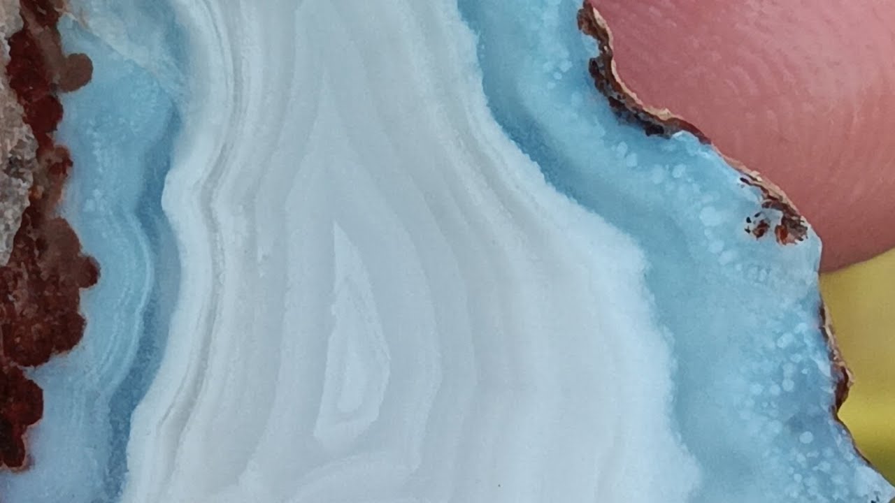 @AZFortificationAgates Cuts a Baby Blue AZ Fortification Agate - YouTube