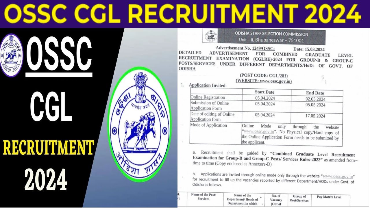 OSSC CGL Recruitment 2024!Apply Online For 4187 GST Officer, Auditor ...