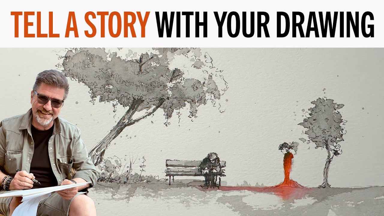 Tell a story with your drawing, no speed up, full workflow - YouTube