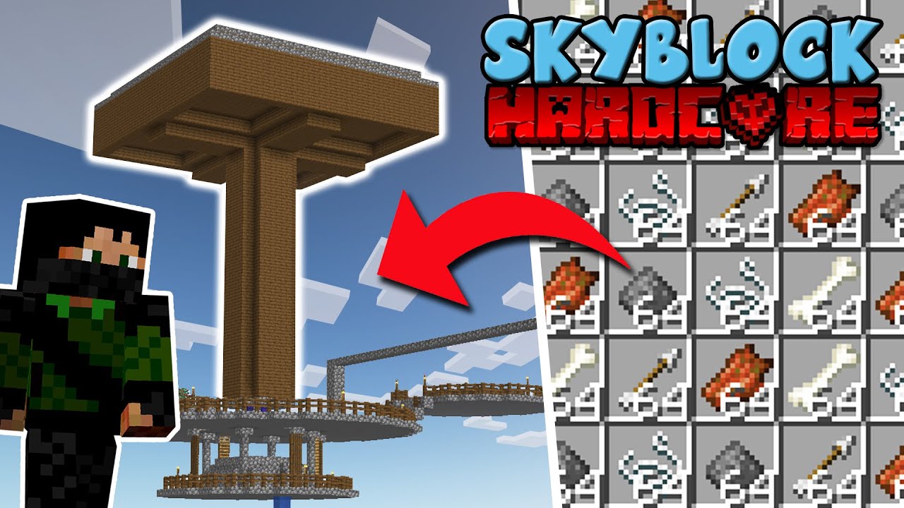 I Built a MOB FARM in Minecraft HARDCORE Skyblock! #2 - YouTube