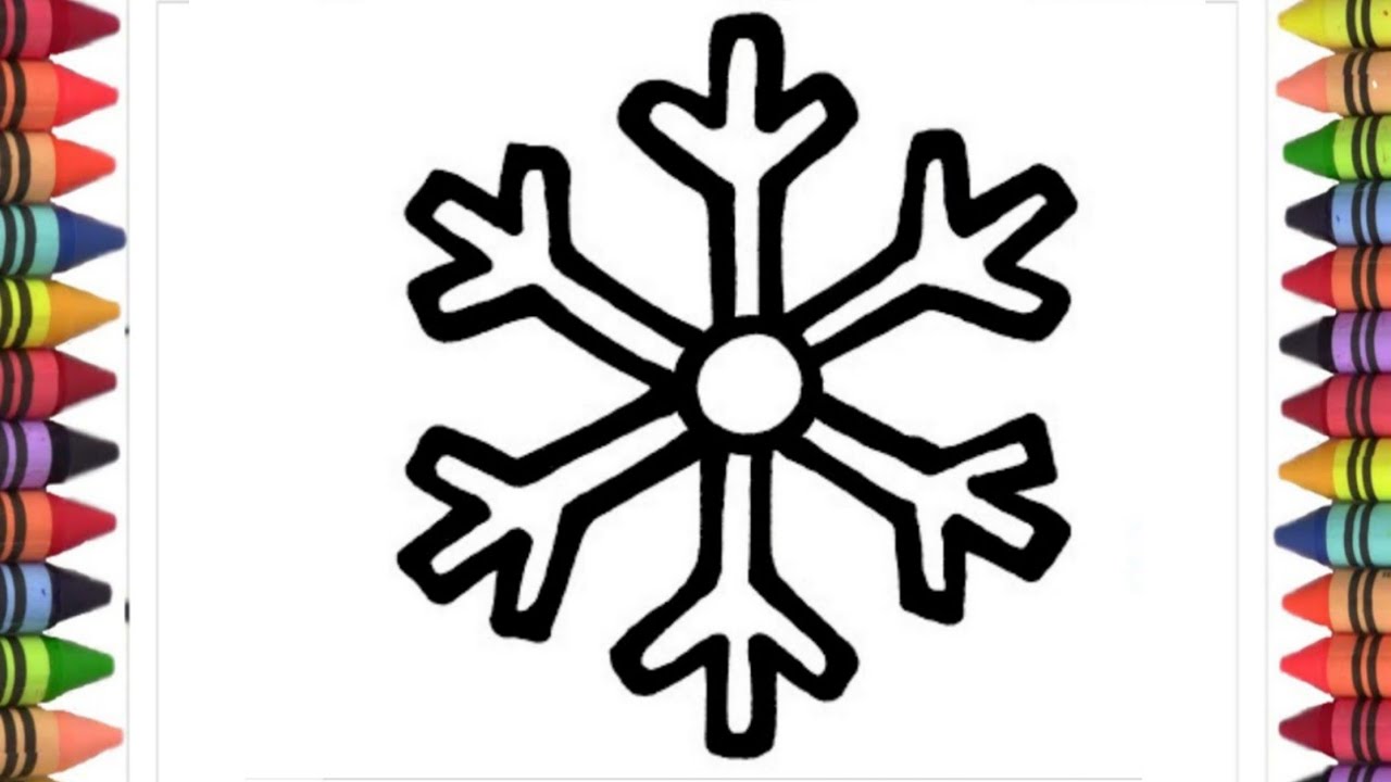 Cute snow flakes drawing colouring and painting for kids, how to draw ...