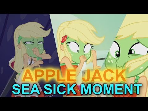 Equestria Girls SpringBreakDown-AppleJack Sea Sick Moments