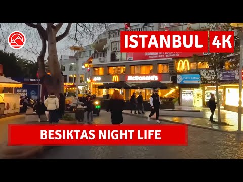 Night Istanbul Rainy 2023 Beşiktaş District 3 February Walking Tour|4k UHD 60fps