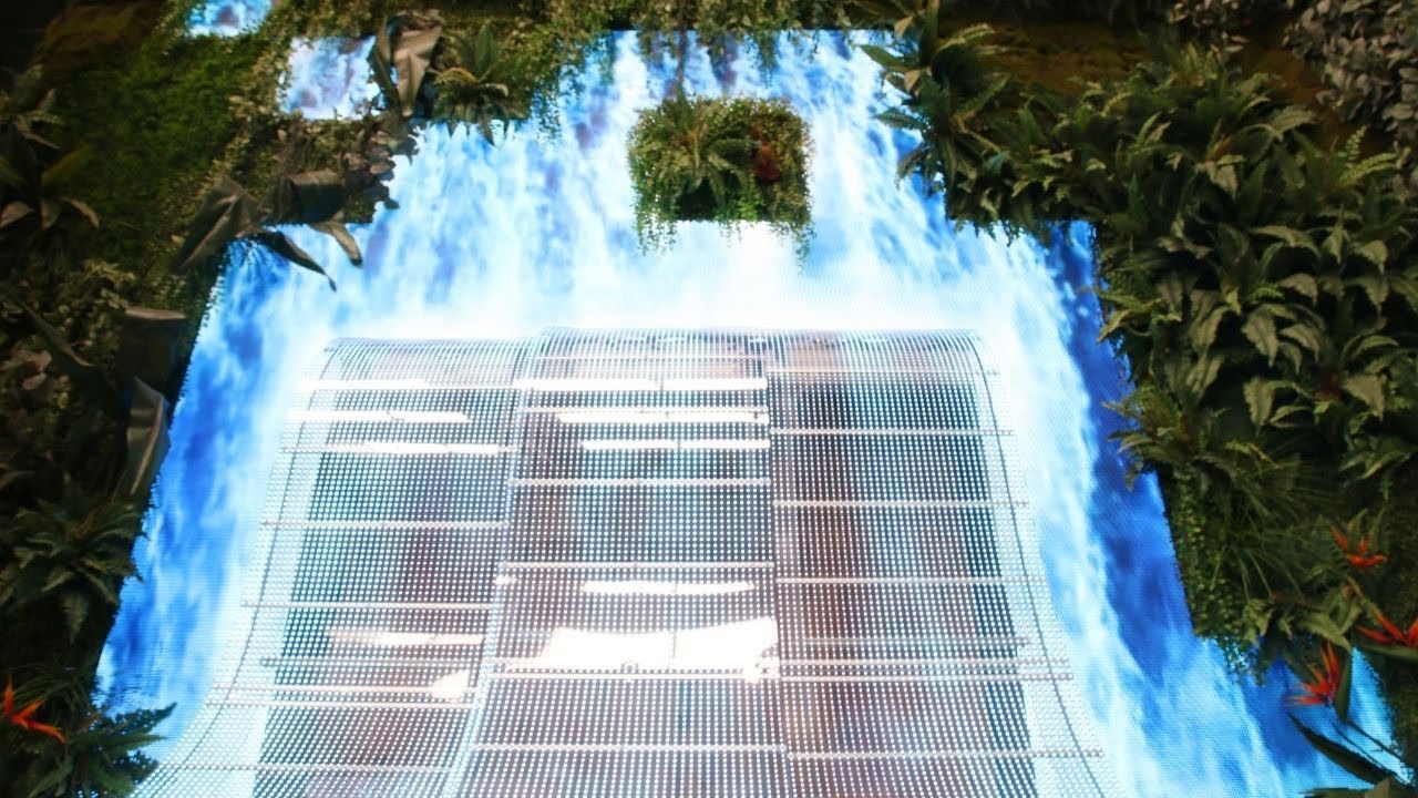 Waterfall | Wave-shaped transparent LED Display waterfall🌊 - YouTube