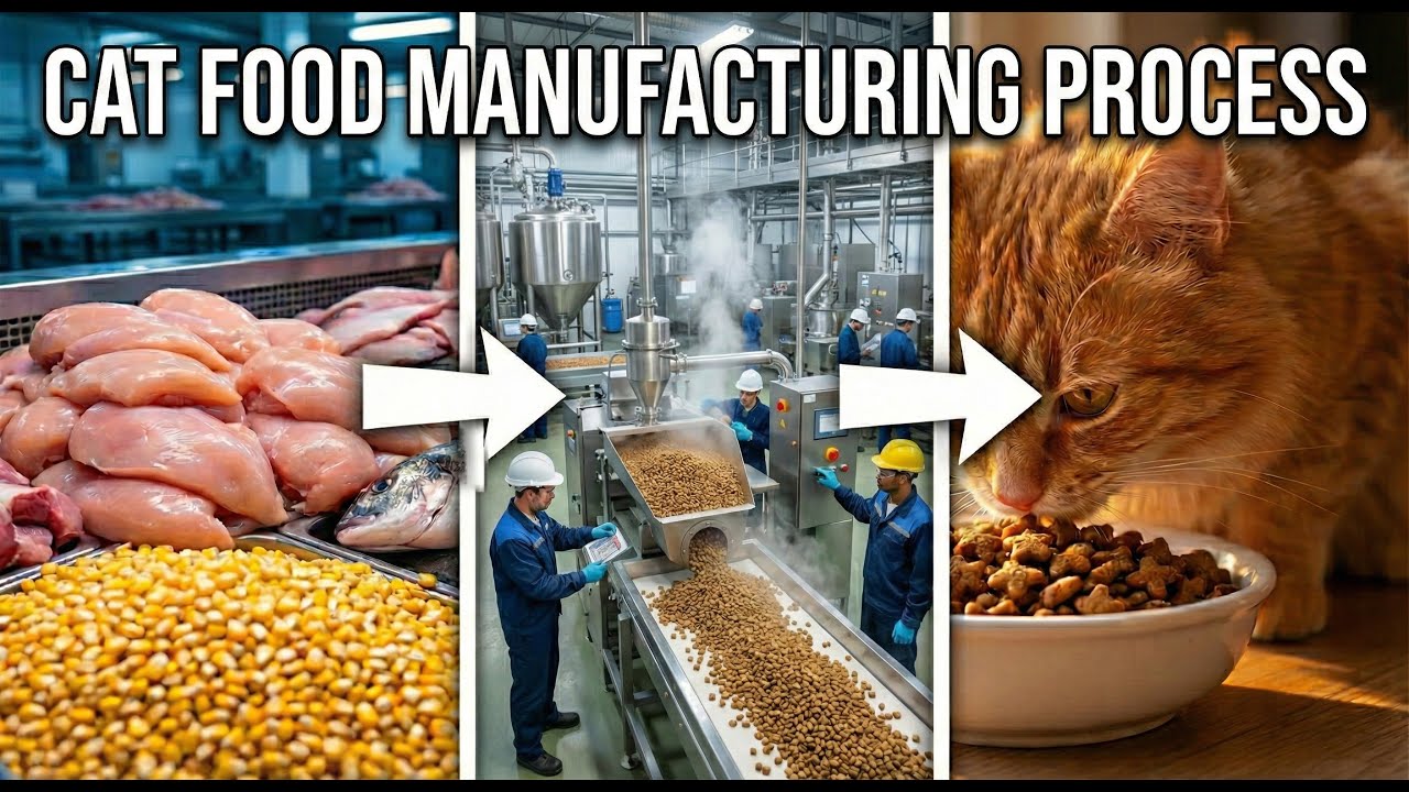 How 50,000 lbs of Cat Food Are Made Daily! (Satisfying Factory Tour) 🏭 ...