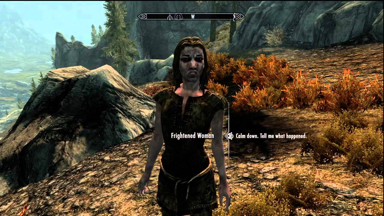 Skyrim - Random Encounter Frightened Woman - YouTube