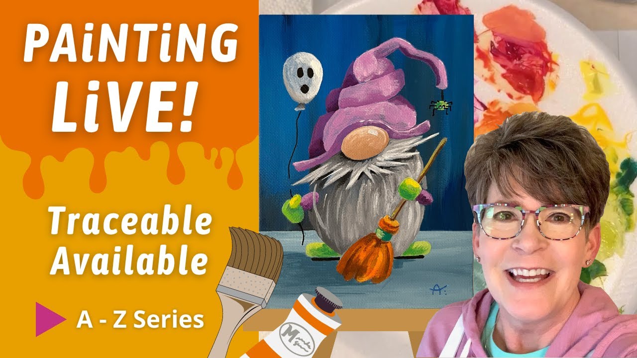 Paint a Fall GNOME with Traceable for beginners in Acrylic LiVE! W ...
