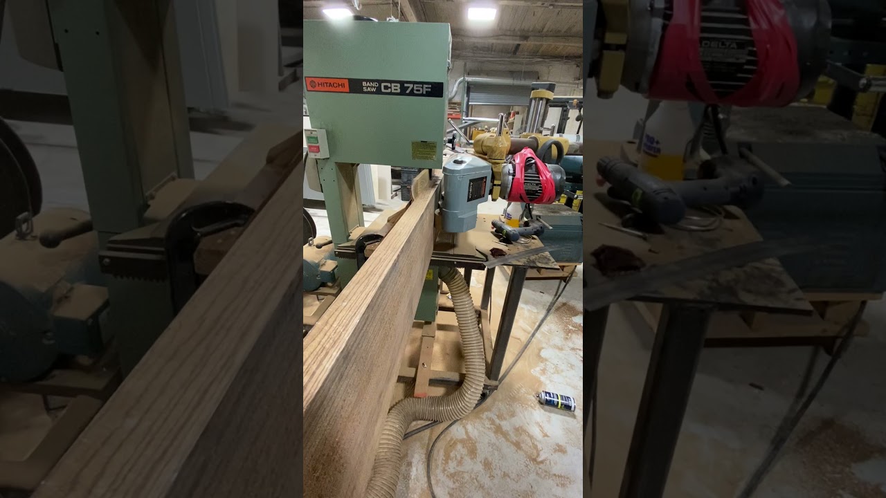 cb75F resaw with resaw power feeder - YouTube