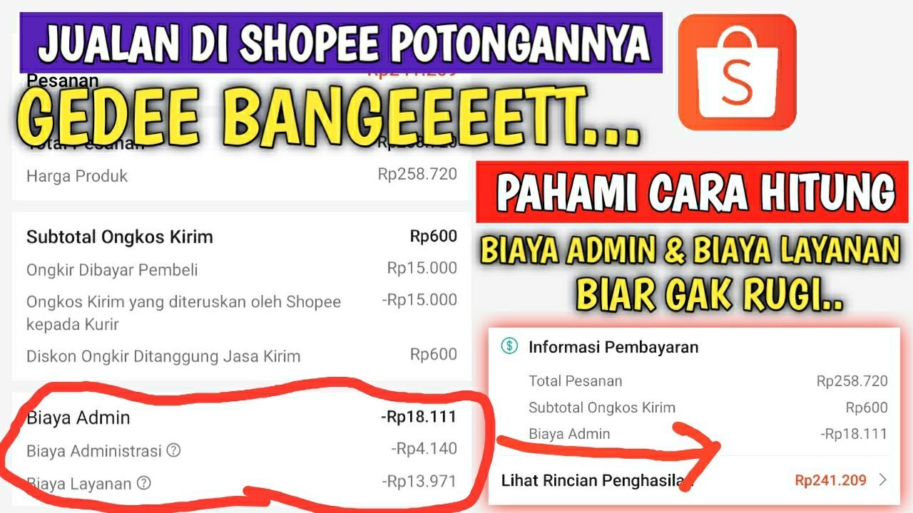 Cara mudah menghitung biaya administrasi shopee penjual - YouTube