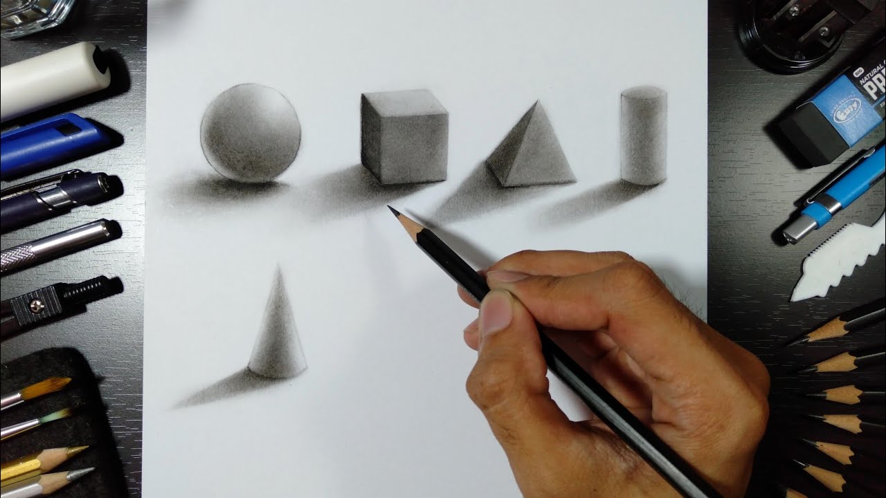Drawing - The 5 Basic Shapes Into Form | Charcoal Pencil - YouTube