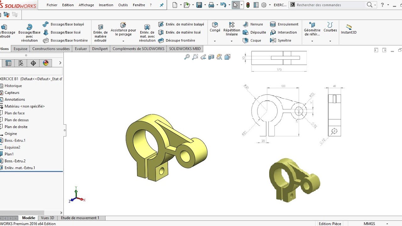 EXERCICE 8 SolidWorks tutorial Drawings 3D - YouTube