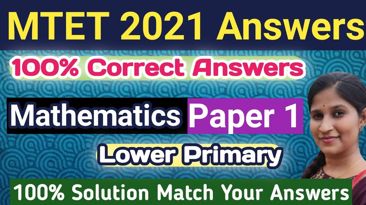 MTET 2021 Answers Key || Paper 1 (LP) || Math question answer ...