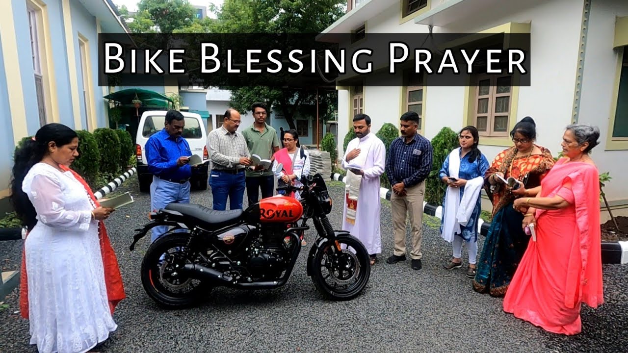 Bike Blessing Prayer | Royal Enfield Hunter 350 Metro Rebel Red | St. Mary's Cathedral Ujjain ...