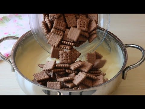 5 DAKİKADA 😃EVDE OLAN MALZEMELERLE👍 BİSKÜVİLİ MUHALLEBİLİ PASTA TATLI ...