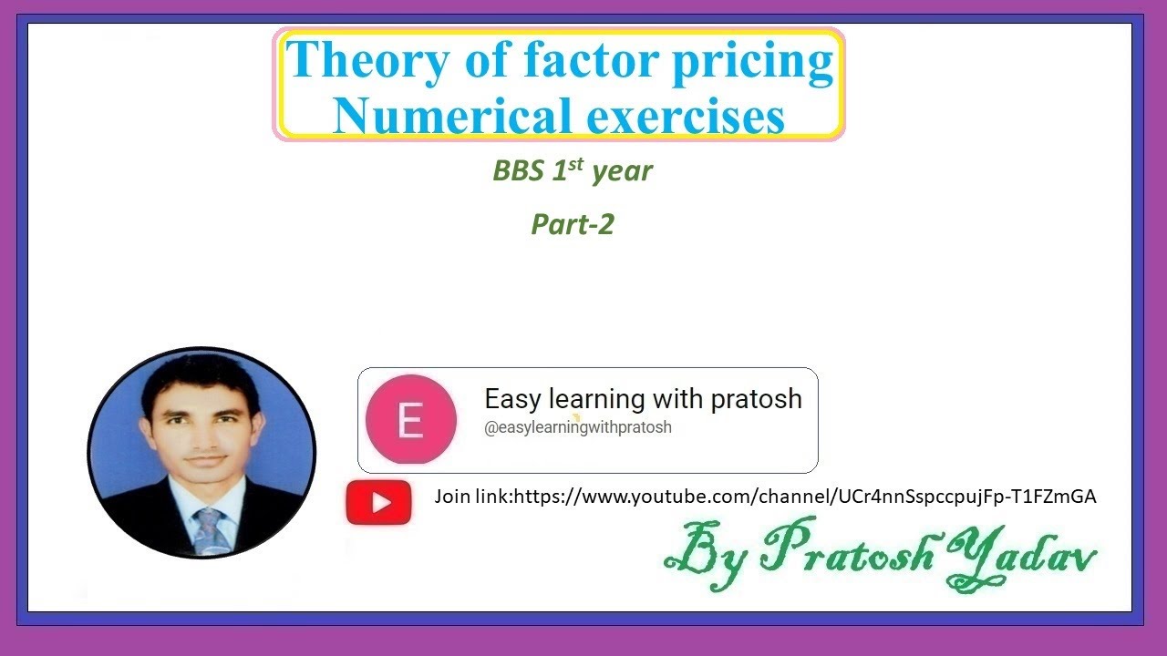 Theory of factor pricing||Numerical exercises||Part-2 - YouTube