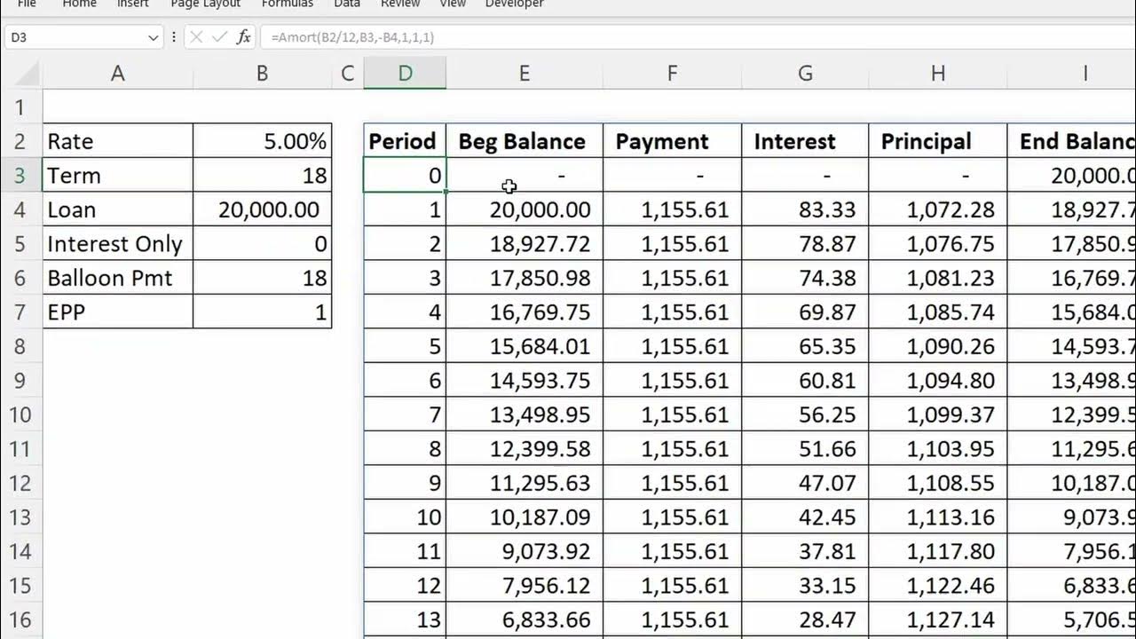 Custom Amortization Function in Excel Using LAMBDA - YouTube