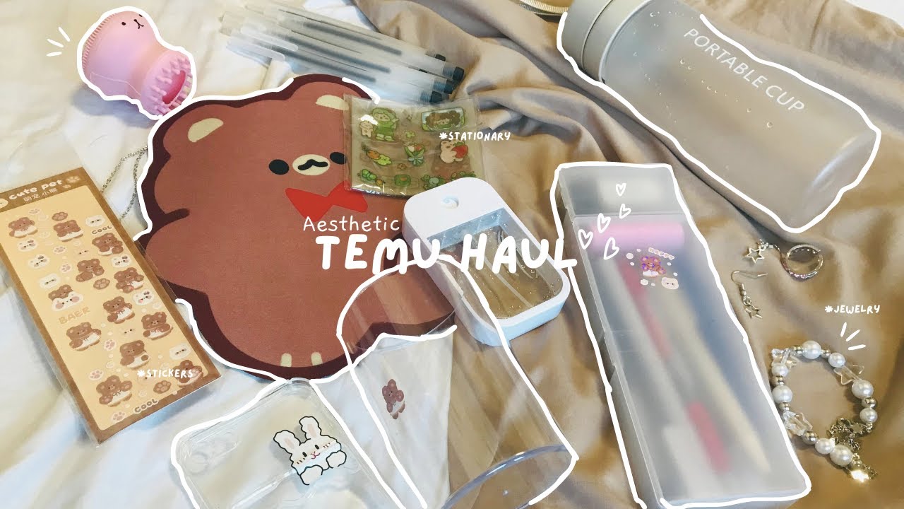 aesthetic temu haul 🥐 | stationary, jewelry, stickers, room decor ...
